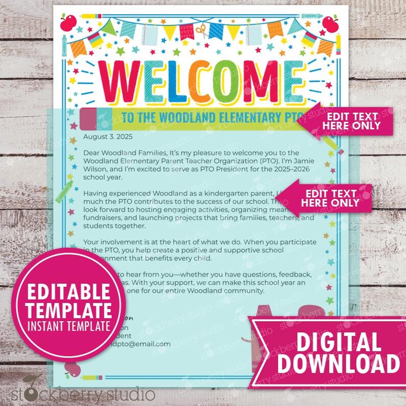 PTA PTO Teacher Welcome Letter Flyer Back to School Principal Letter ...