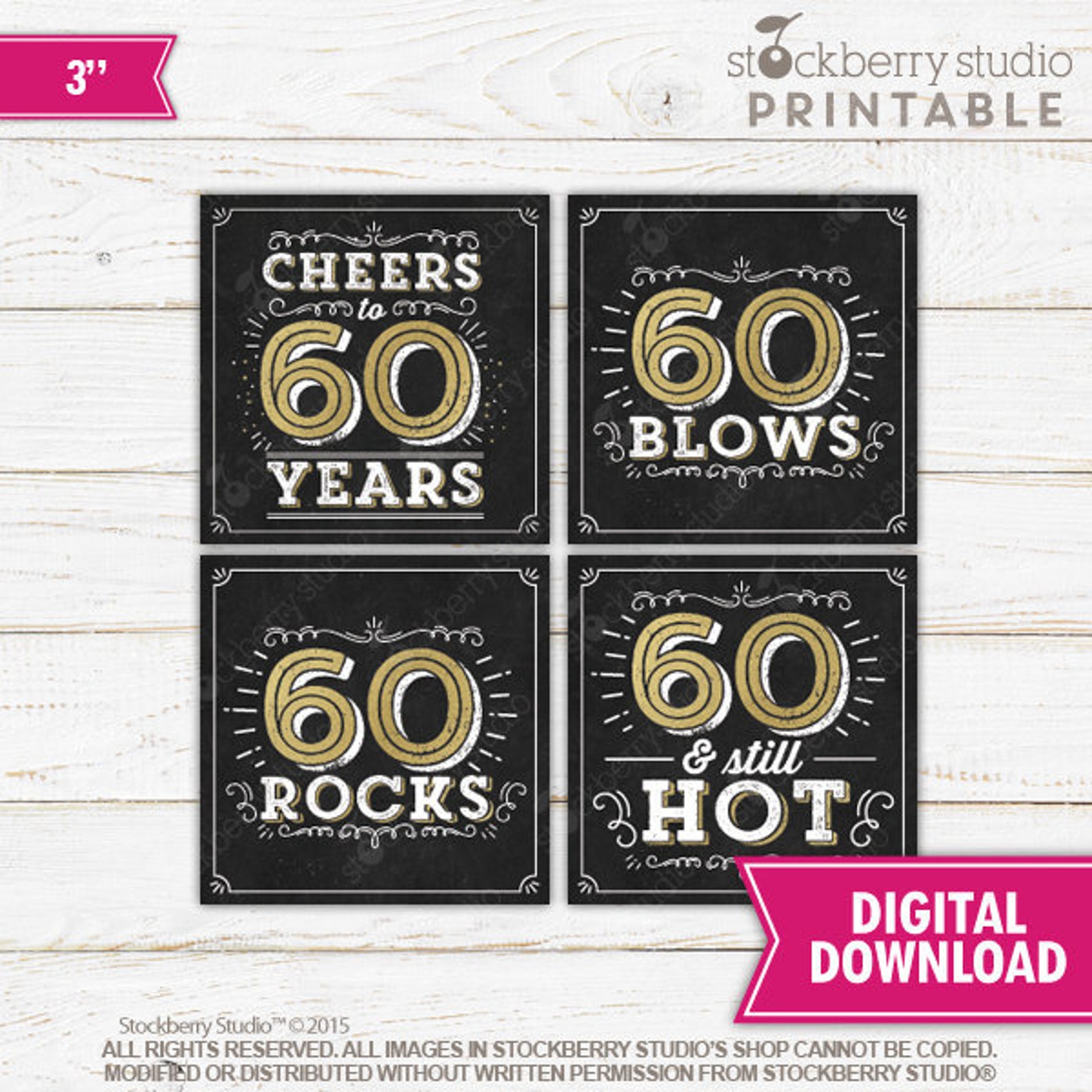 60th Birthday Candy Tags 60th Birthday Favor Tags Printable 60th ...