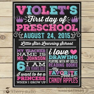 Girl 1st Day of School Sign - Last Day of School Chalkboard First Day ...