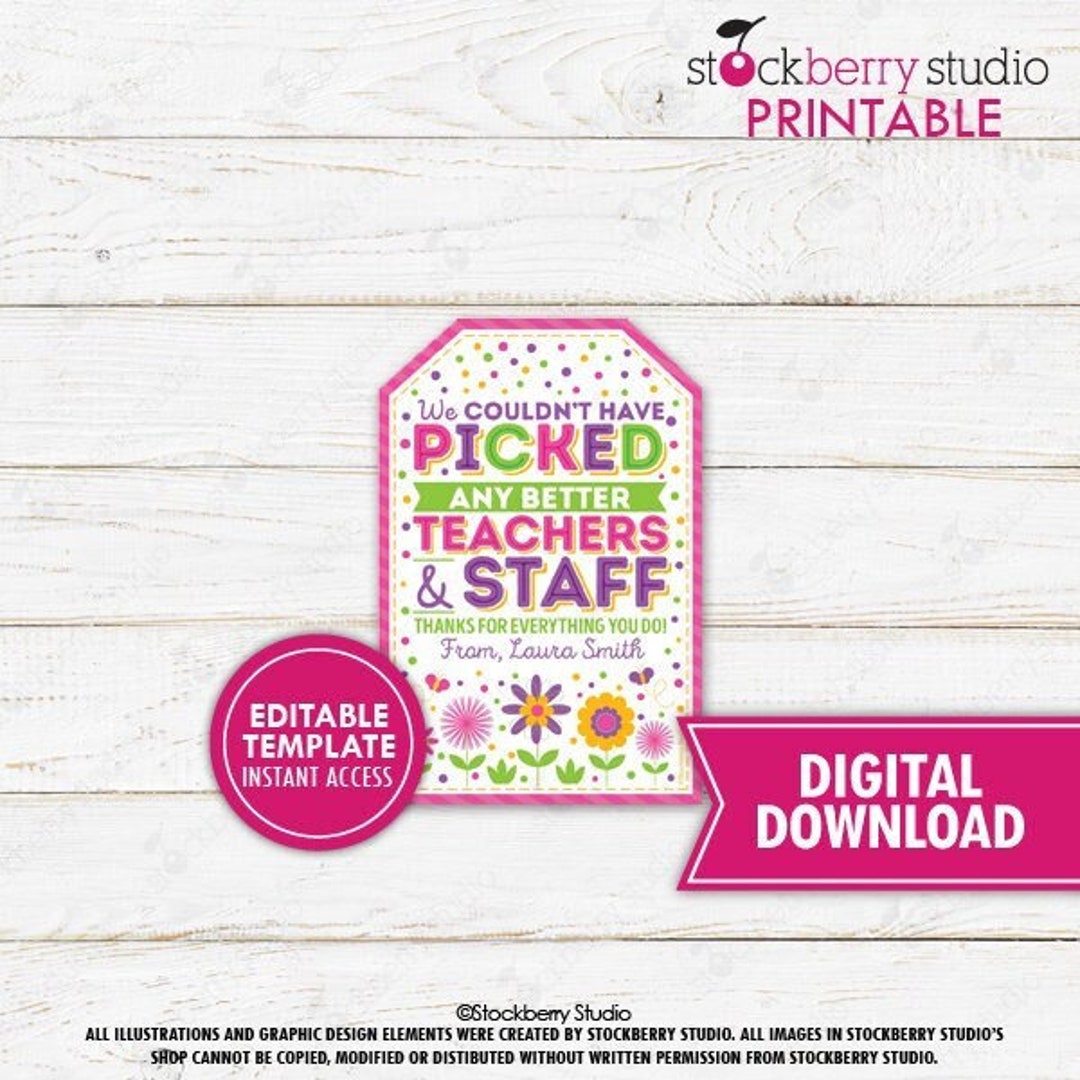 Floral Teacher Gift Tag Flower Spring Couldn't Have Picked a Better ...