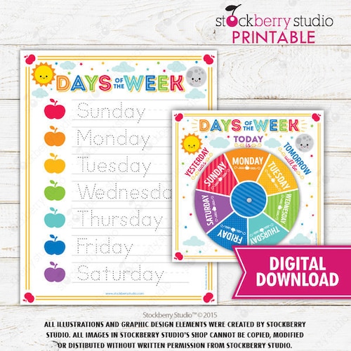 Days of the Week Circle Time Printable Worksheets for Pre-k - Etsy
