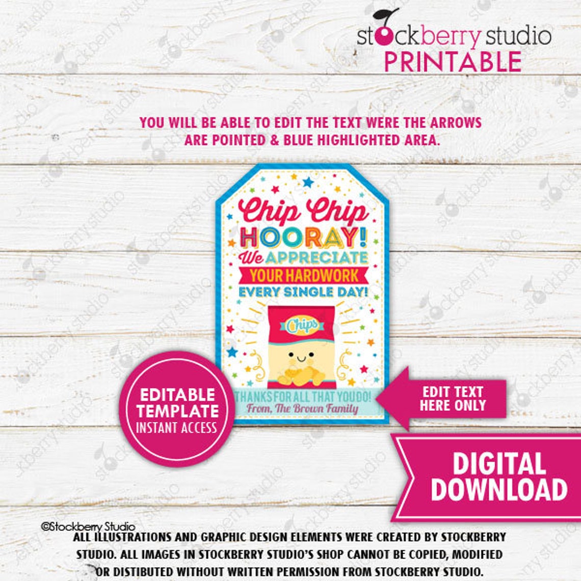 Chips Thank You Gift Tag Chip Chip Hooray Snack Gift Tag - Etsy