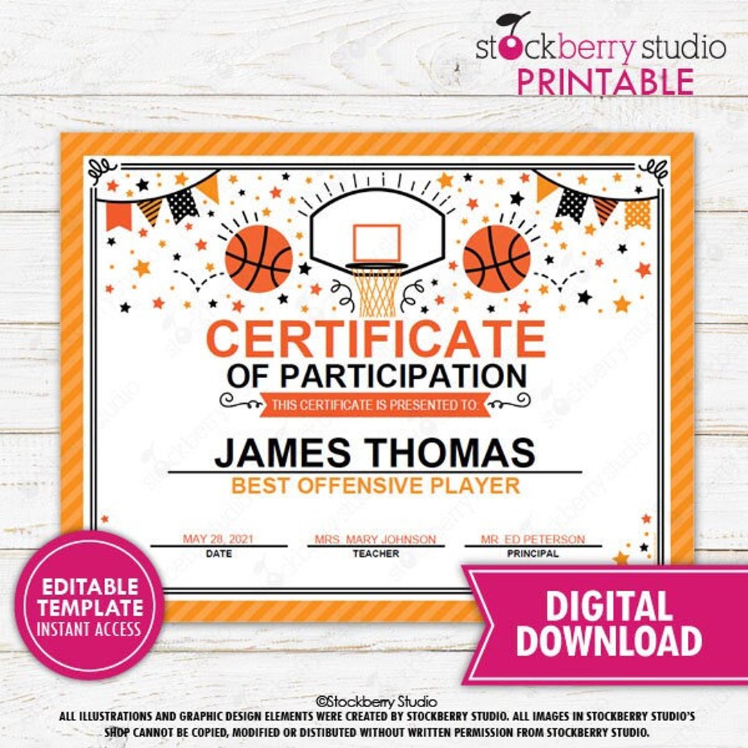 Basketball Award Certificate Printable End of Season Team Awards ...