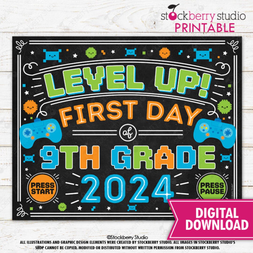Video Game First Day of 9th Grade Sign Gamer First Day of Ninth Grade ...