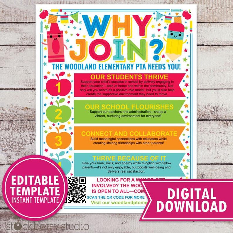 Why Join the PTO PTA Meeting Introduction Flyer School Volunteer ...