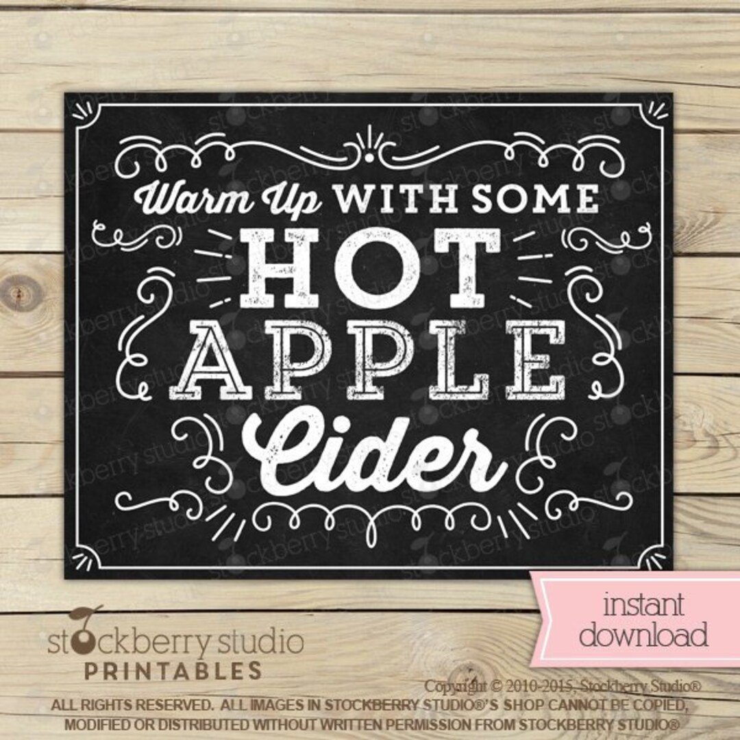 Apple Cider Sign - Apple Cider Bar Sign Printable - Apple Cider Bar ...