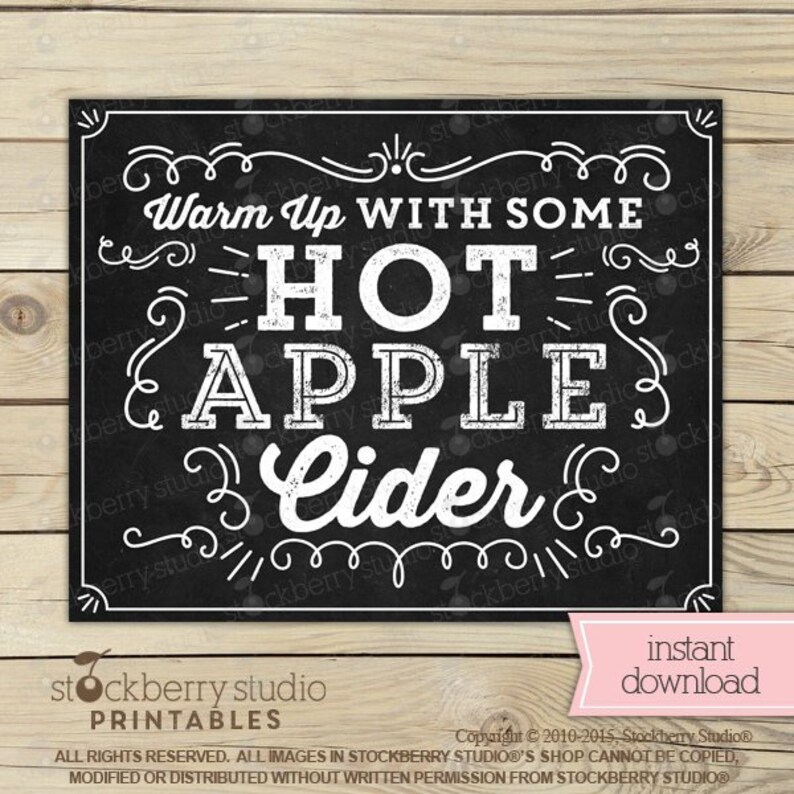 Apple Cider Sign Apple Cider Bar Sign Printable Apple - Etsy