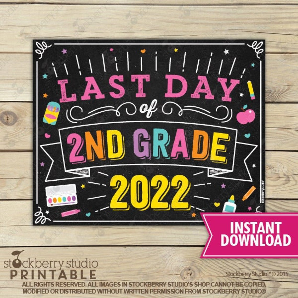 Girl Last Day of 2nd Grade Sign Last Day of School Sign - Etsy