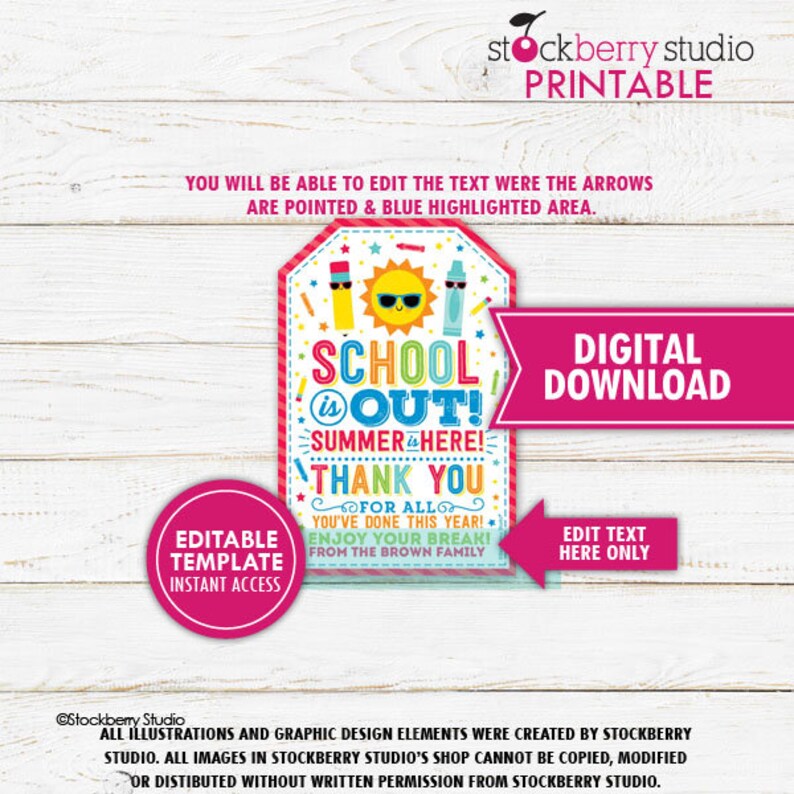 Summer Teacher Gift Tag School is Out Tag Summer is Here - Etsy