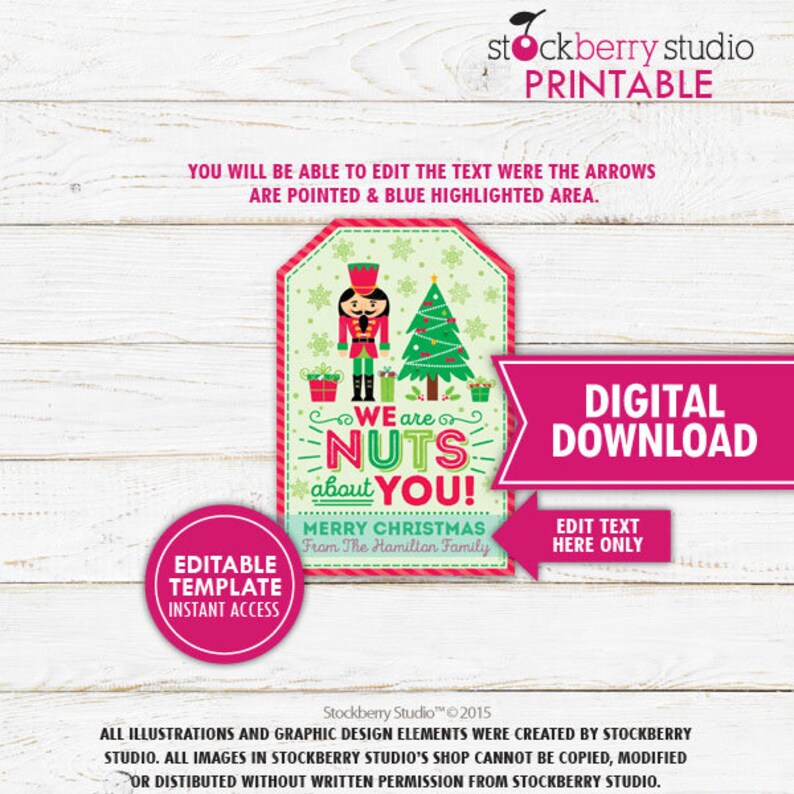 Christmas Nuts Gift Tag Printable Christmas Nutcracker Gift - Etsy