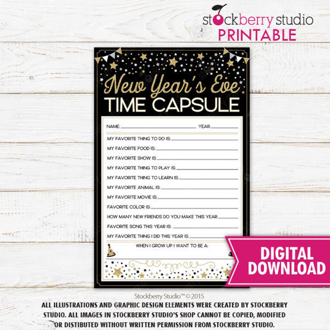New Years Time Capsule New Years Eve Party Game Printable Family New ...