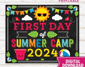 First Day of Summer Camp Sign, First Day of Sleep Away Camp, Printable ...