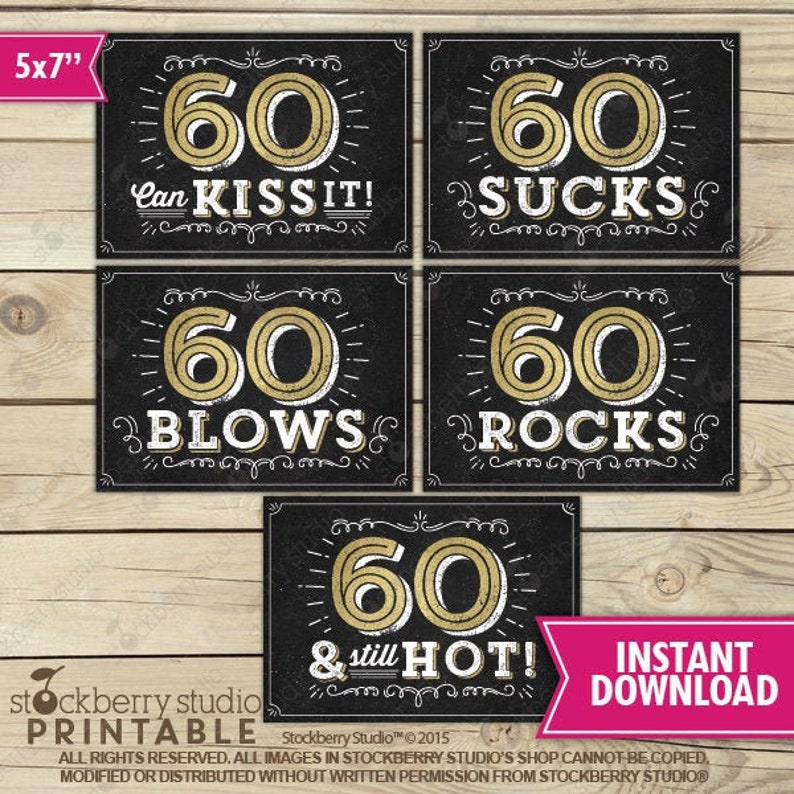 60th Birthday Signs Printable 60th Birthday Party 60th Candy Bar ...