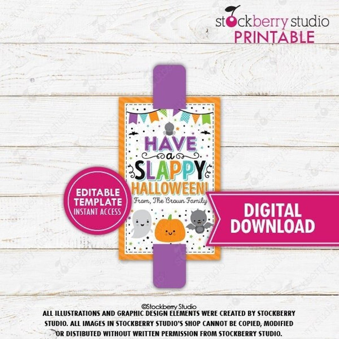 Halloween Slap Bracelet Card Printable Slappy Halloween Gift Tag ...