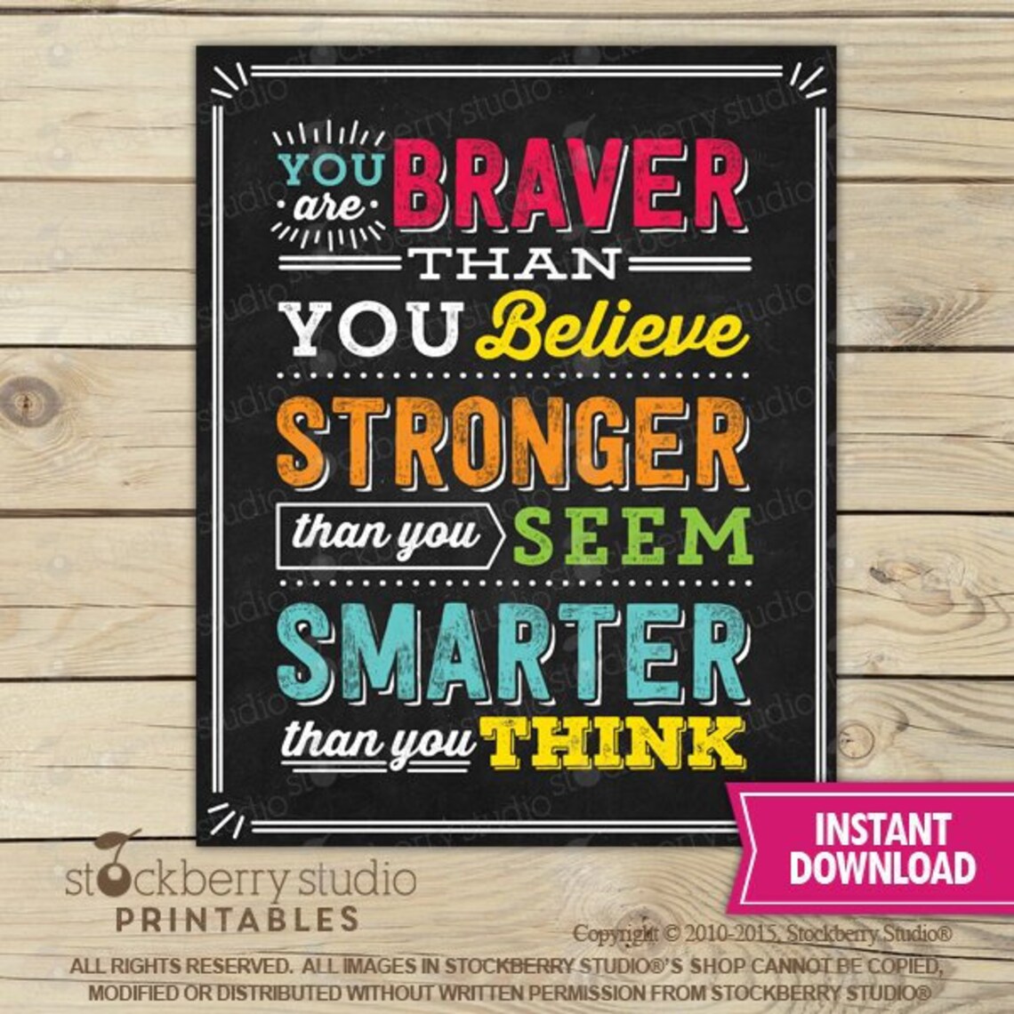 High School Classroom Decor Printable Braver Stronger | Etsy