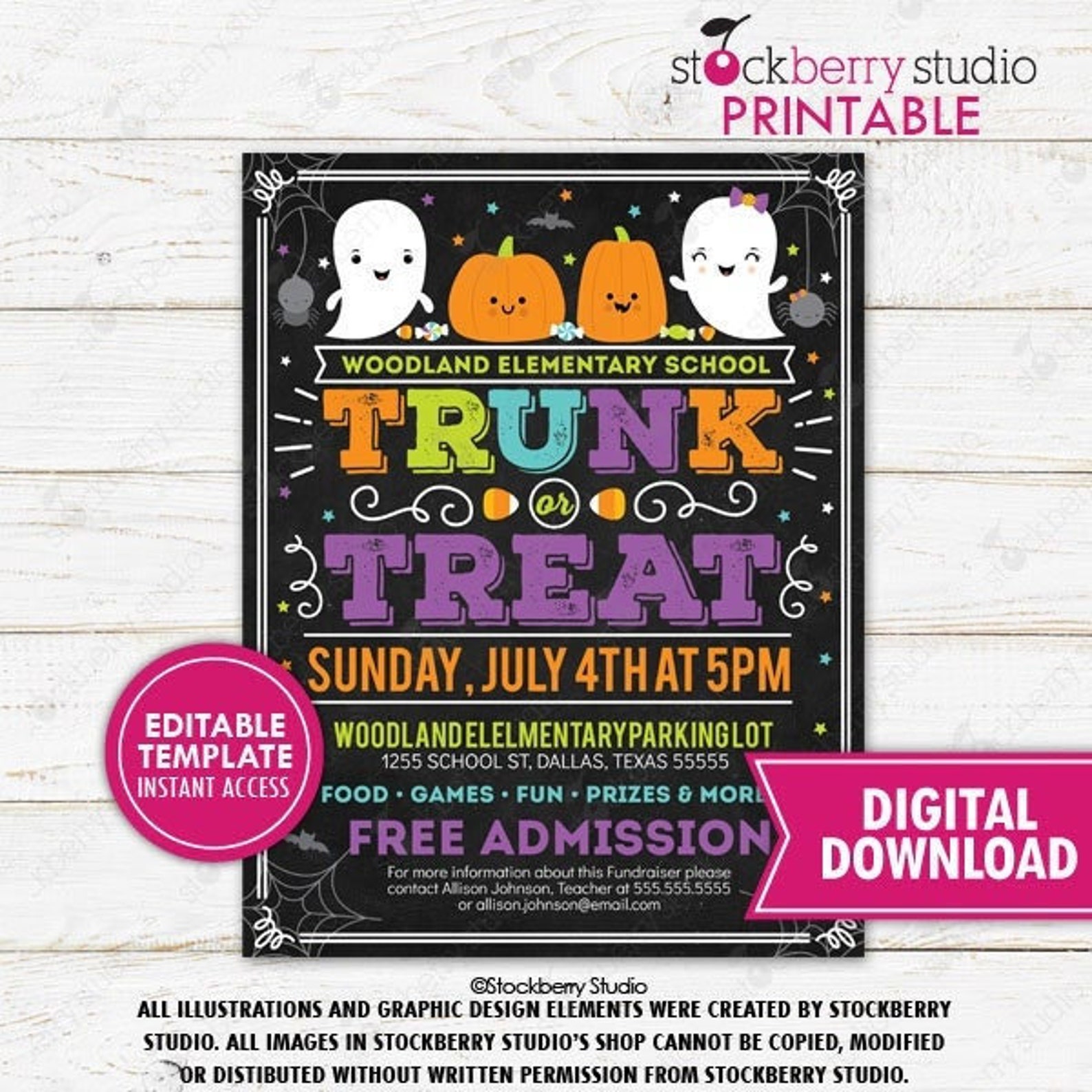 Trunk or Treat Flyer Invite Halloween Party Invitation Kids - Etsy