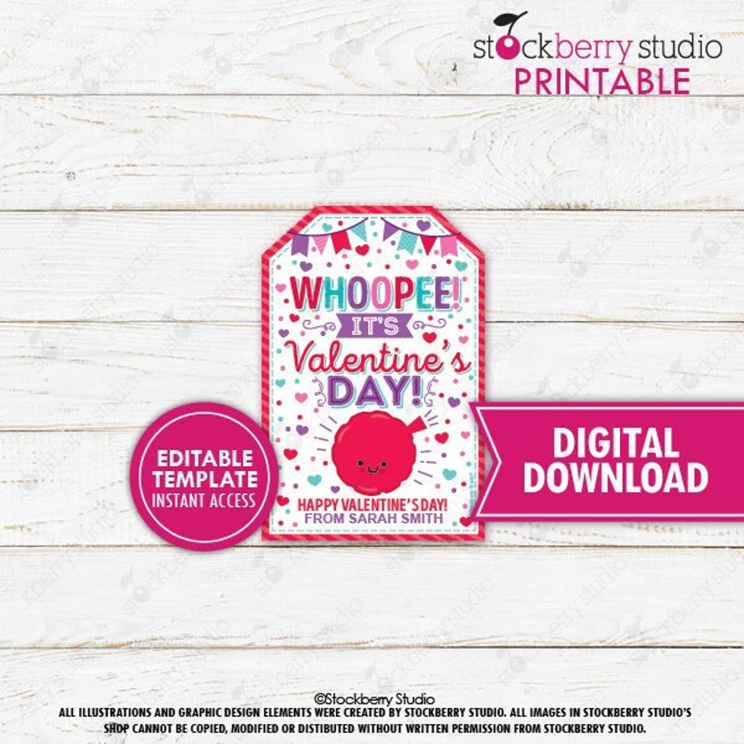 Valentine's Day Whoopee Cushion Gift Tag Printable Valentine Whoopie ...