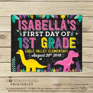 Dinosaur First Day of School Sign Printable Dinosaurs 1st Day of School ...