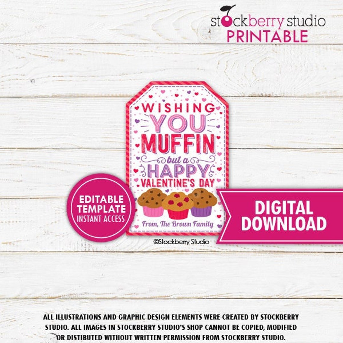 Valentines Gift Tag Wishing You Muffin but a Valentine's Day Homemade ...