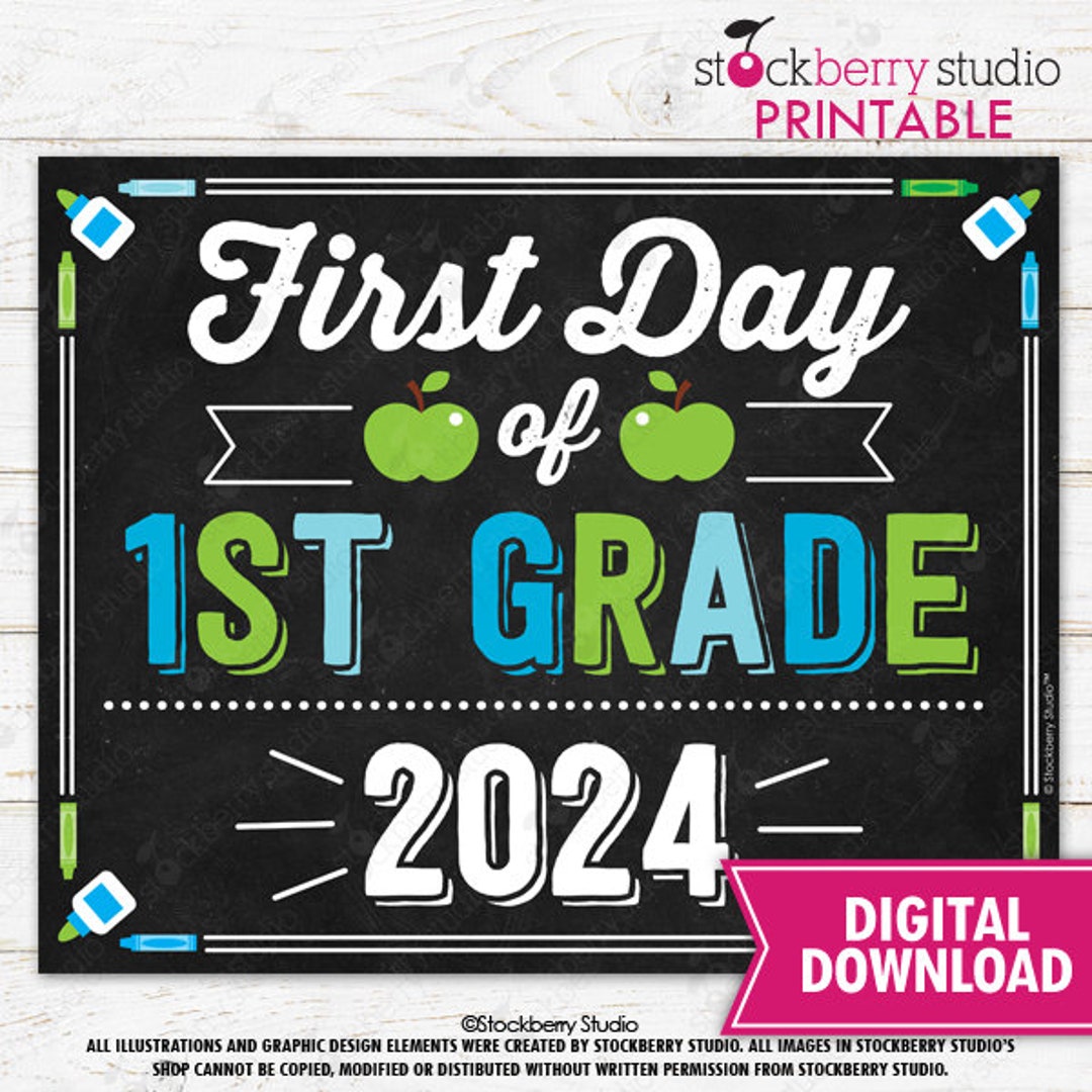 Boy First Day of 1st Grade Sign 1st Day of School Printable First Day ...