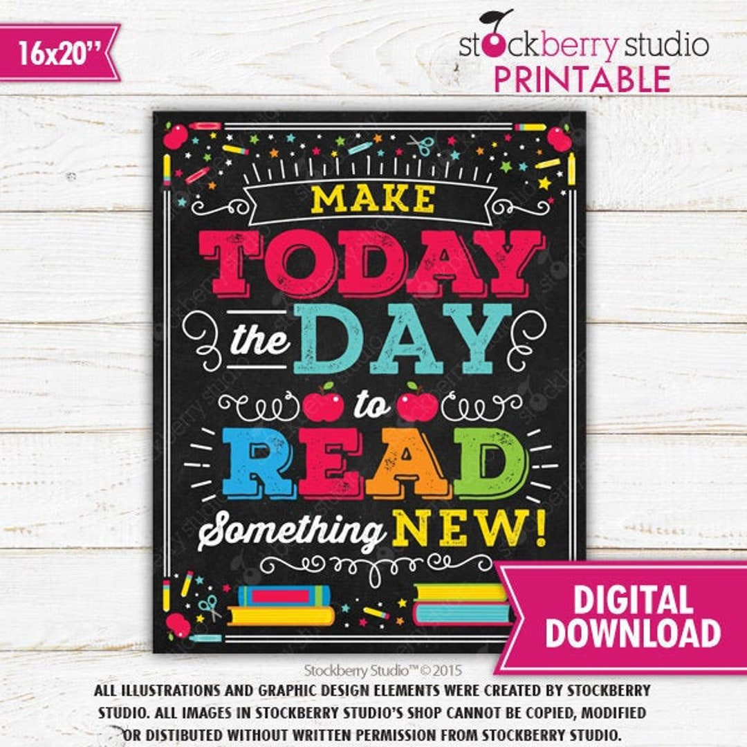 Reading Poster School Library Sign Teacher Classroom Decorations ...