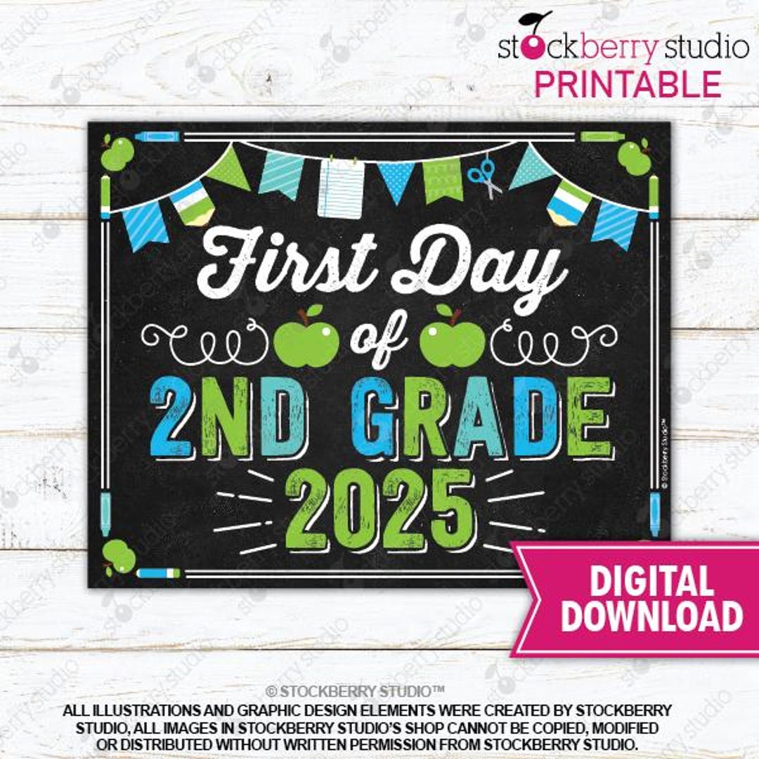 Boy First Day of 2nd Grade Sign First Day of Second Grade School Sign ...