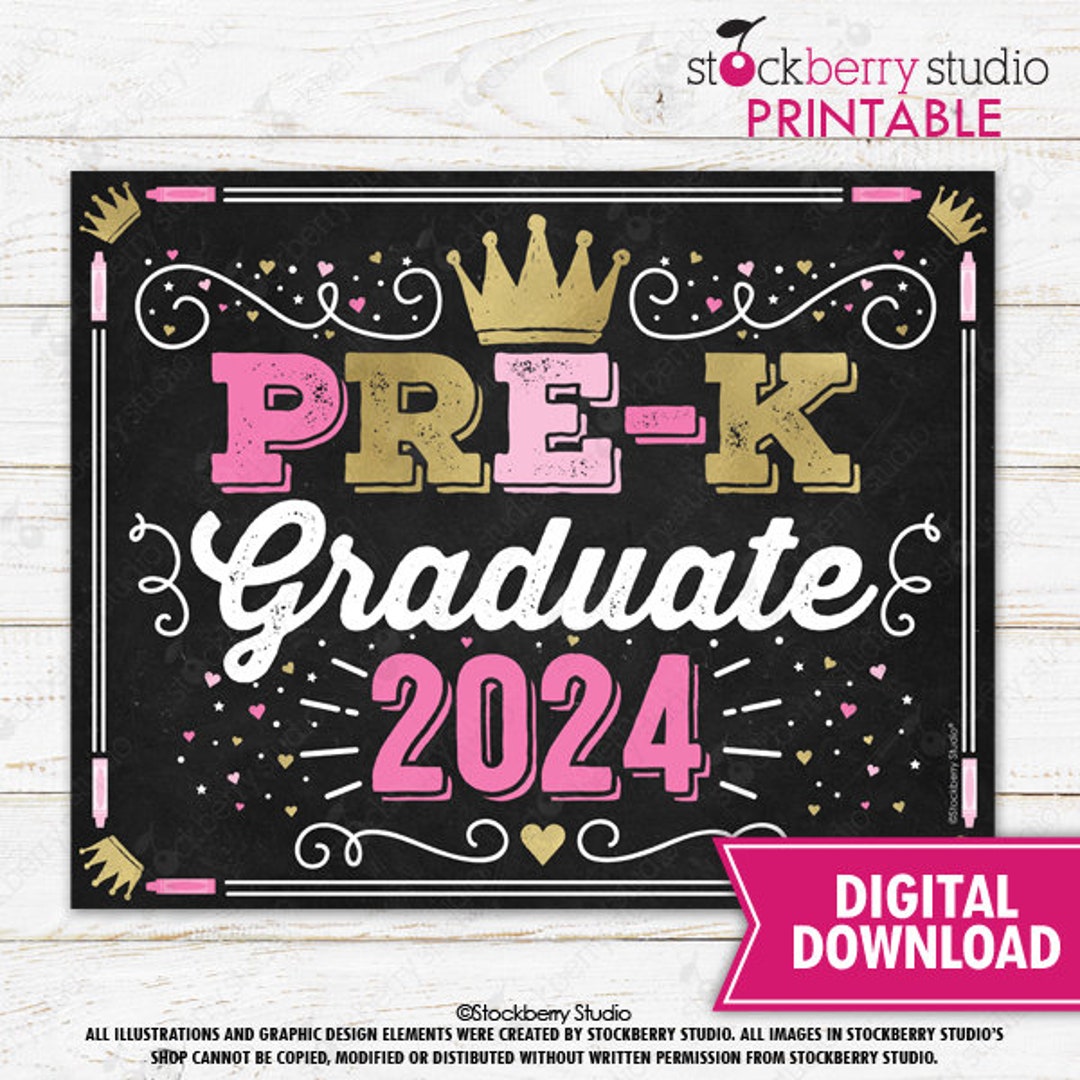 Princess Pre-k Graduation Sign Printable Pink Last Day of Prek Sign ...