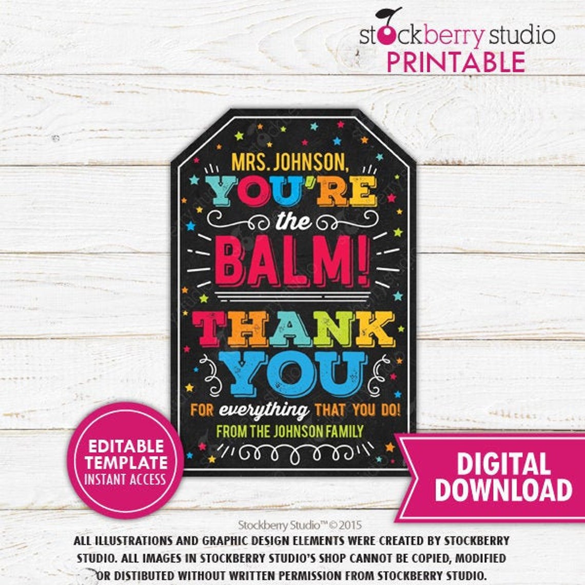 You're the Balm Tag Lip Balm Gift Tag Thank You Tags - Etsy
