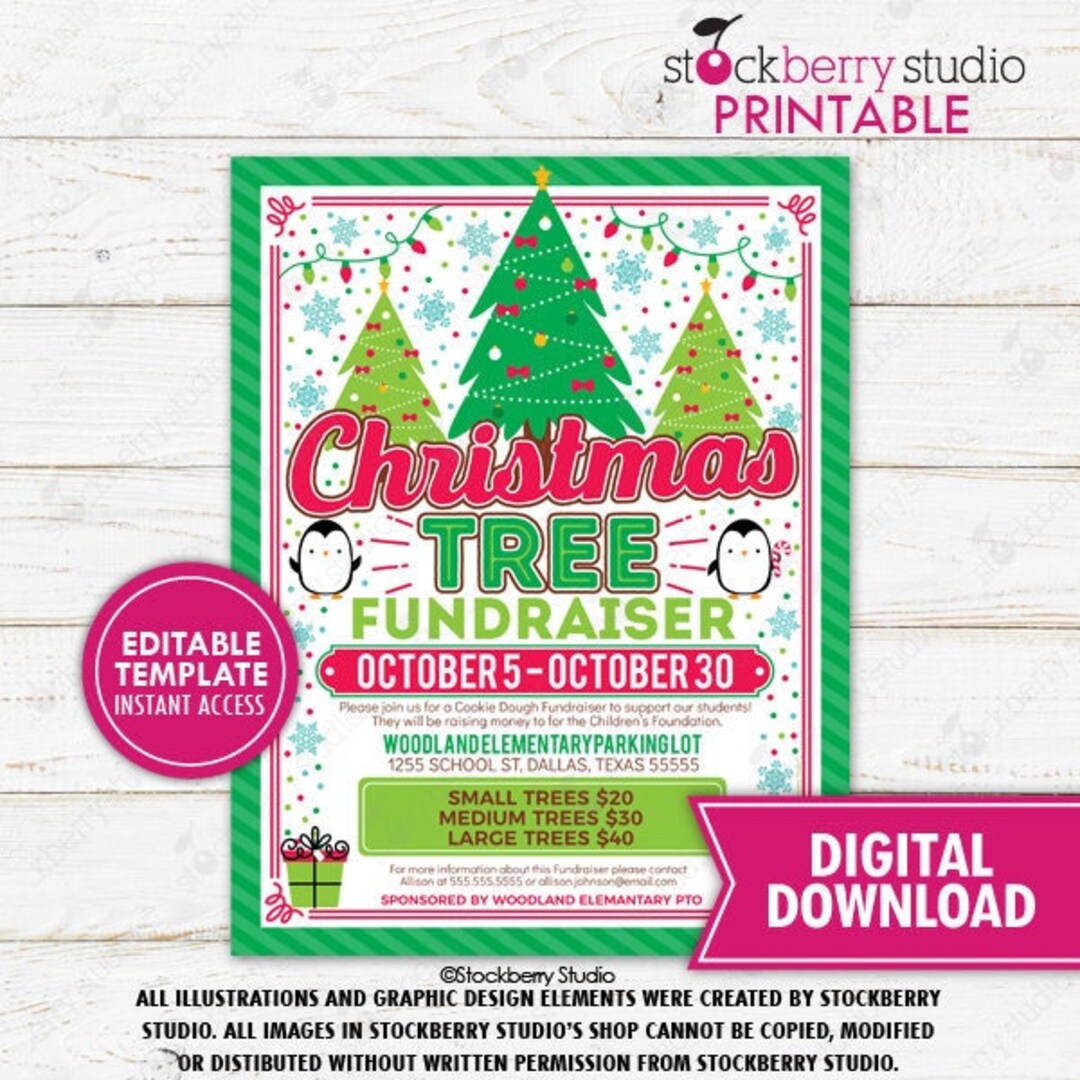 Christmas Tree Fundraiser Flyer Printable PTO PTA School Nonprofit ...