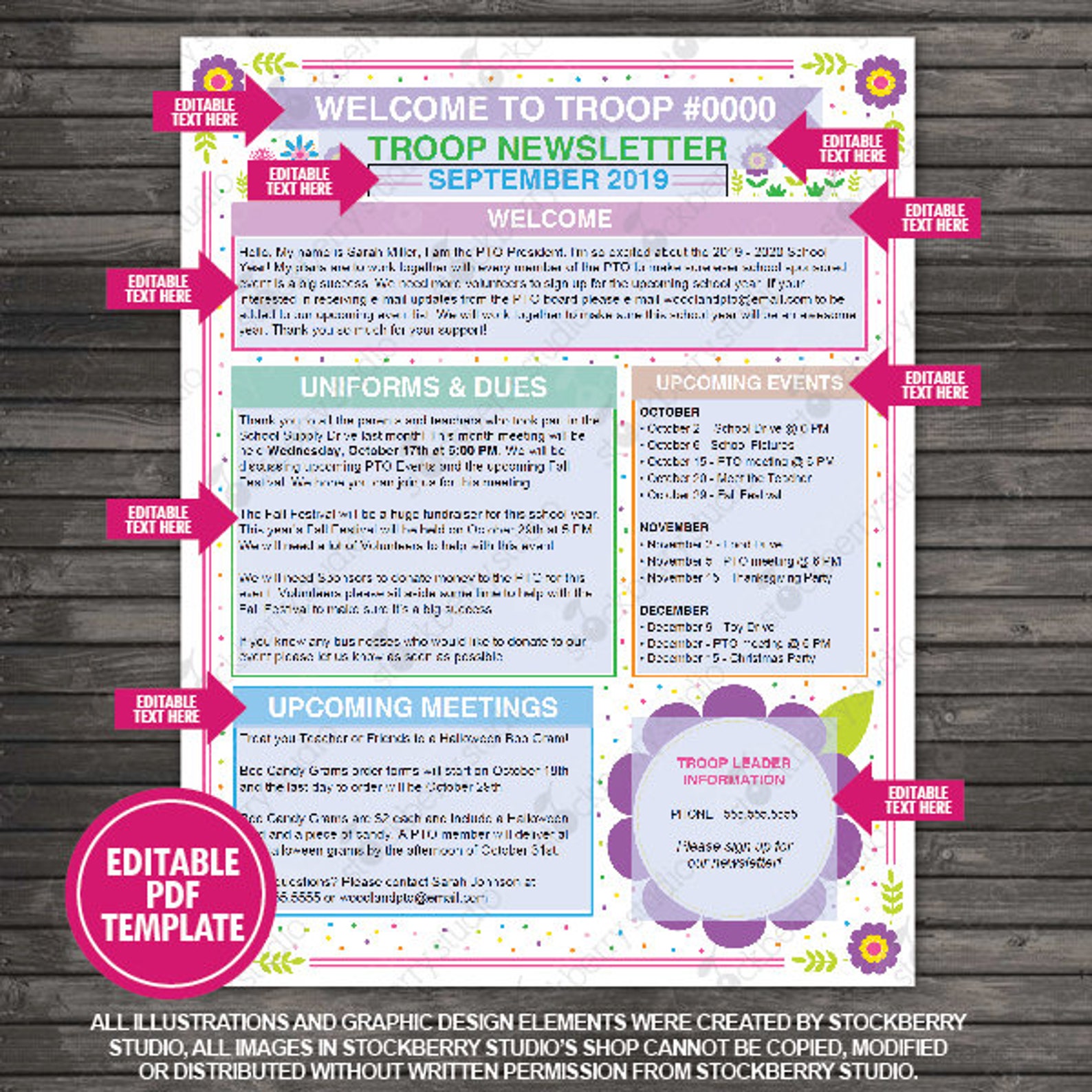 Newsletter Template Editable - Teacher Newsletter Printable - Event ...