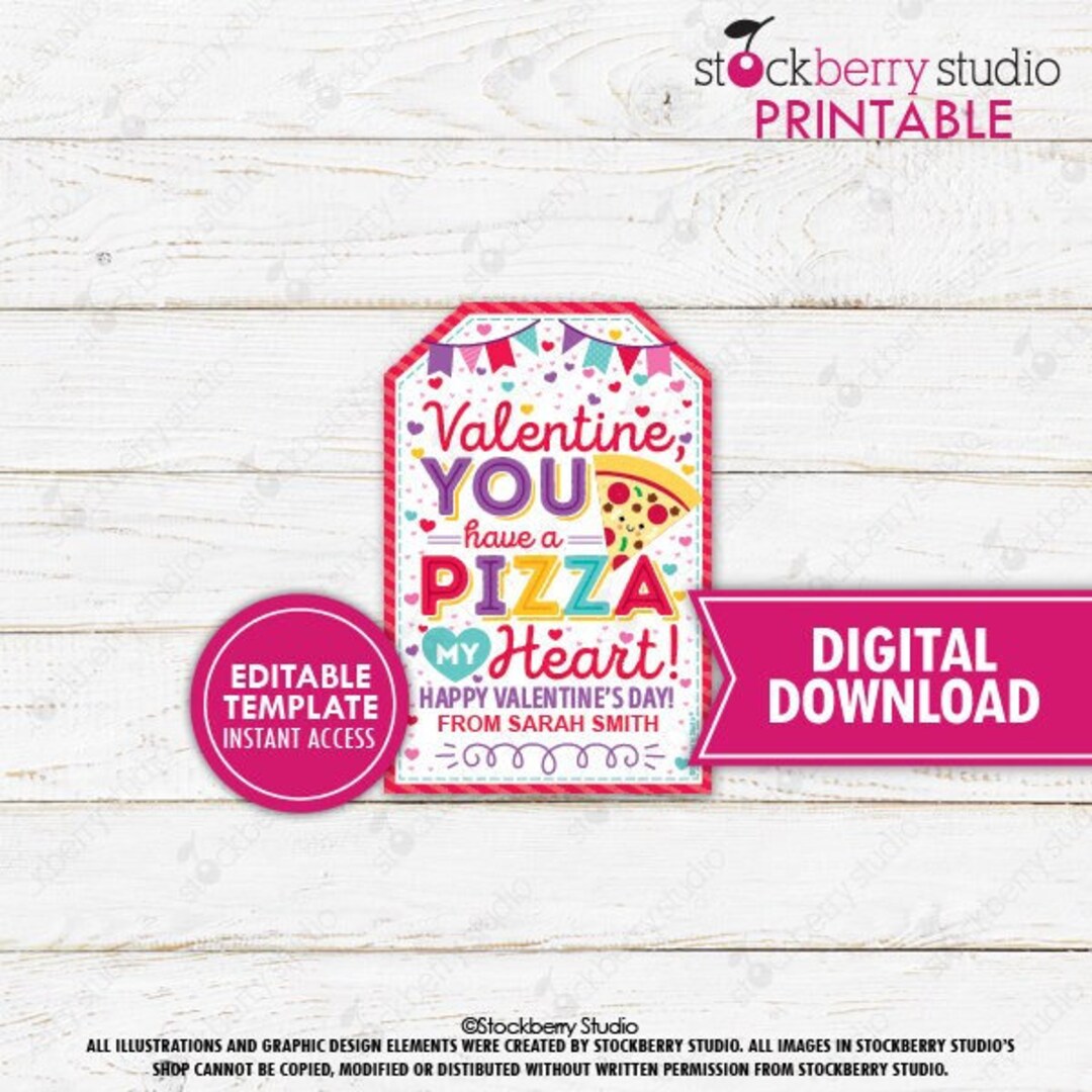 You Have a Pizza My Heart Valentine's Day Gift Tag Valentine Tag ...