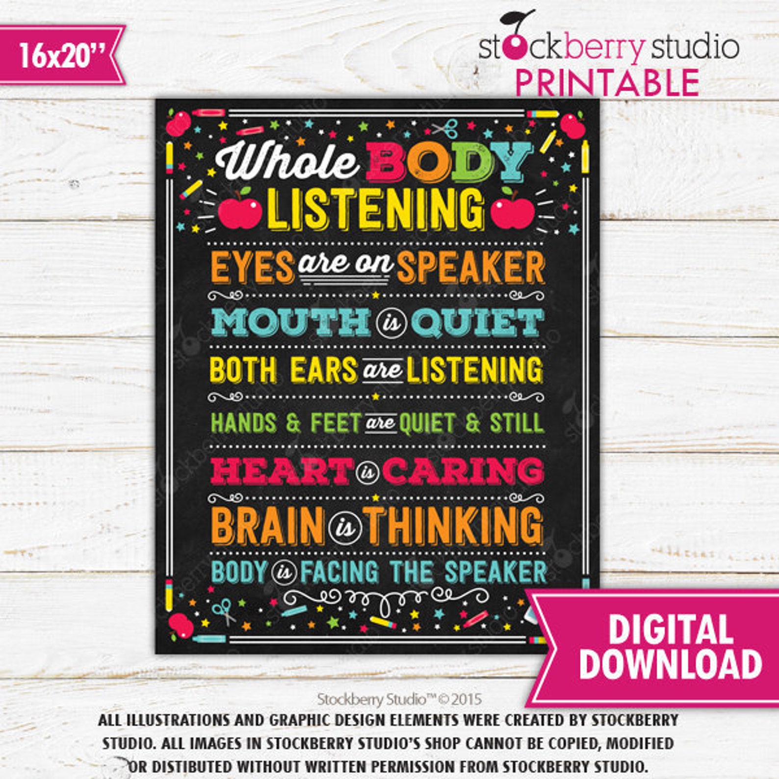 Whole Body Listening Teacher Printables Classroom Poster | Etsy