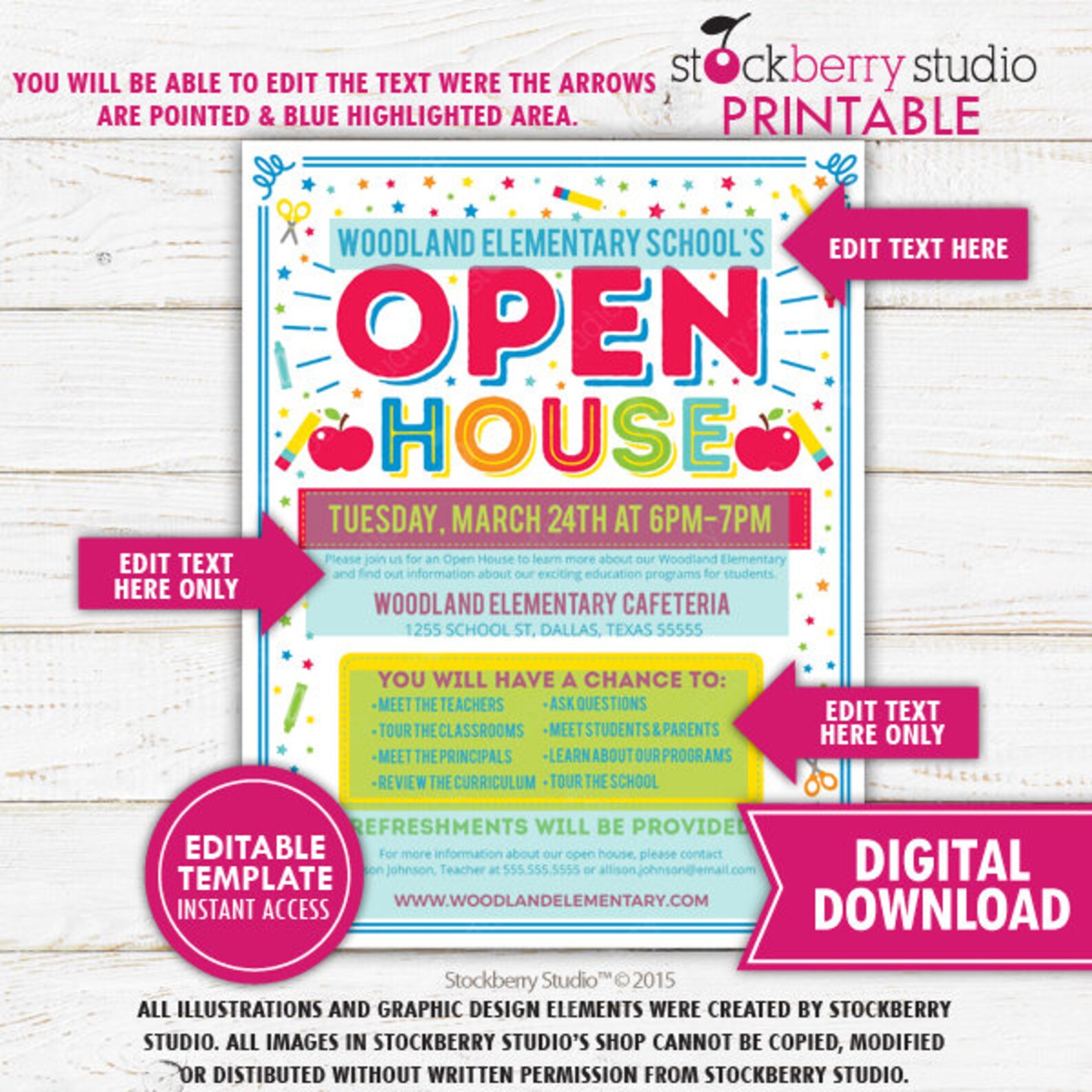 School Open House Flyer Printable Template Back to School Invitation ...