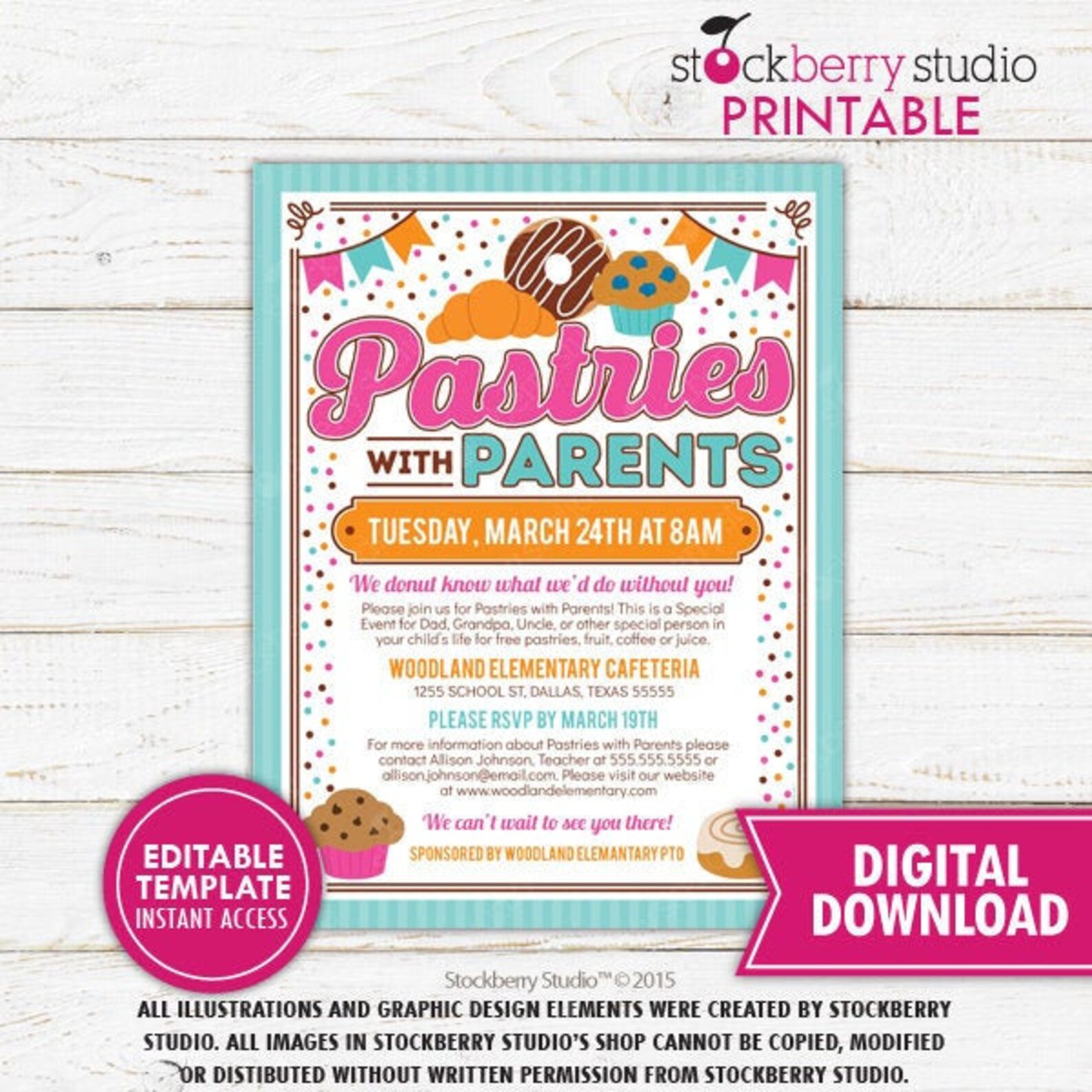 Pastries With Parents Invitation PTA Breakfast School - Etsy