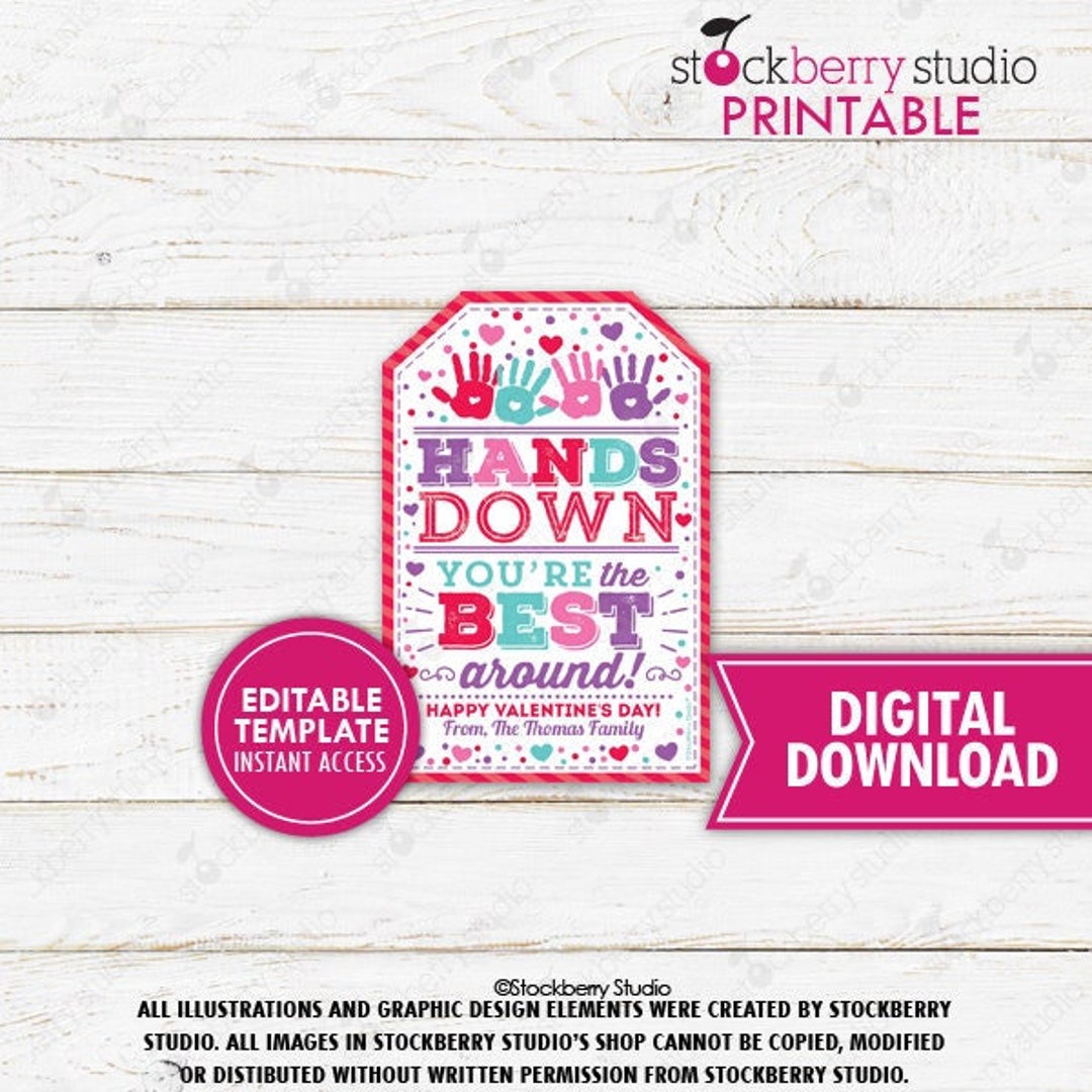 Valentine's Day Soap Gift Tag Sanitizer Hands Down You're the Best ...