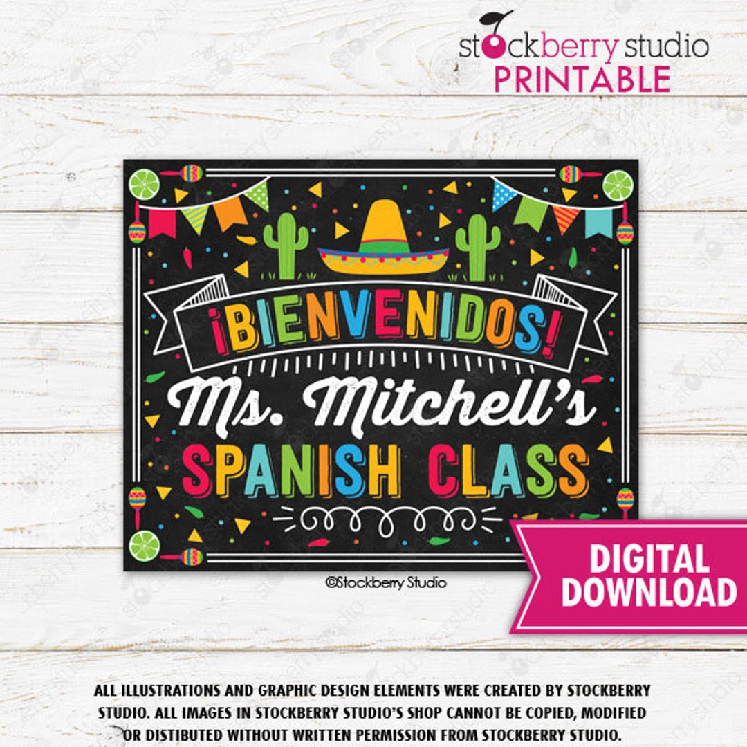 Spanish Class Teacher Class Door Sign Bienvenidos Welcome Sign Spanish ...