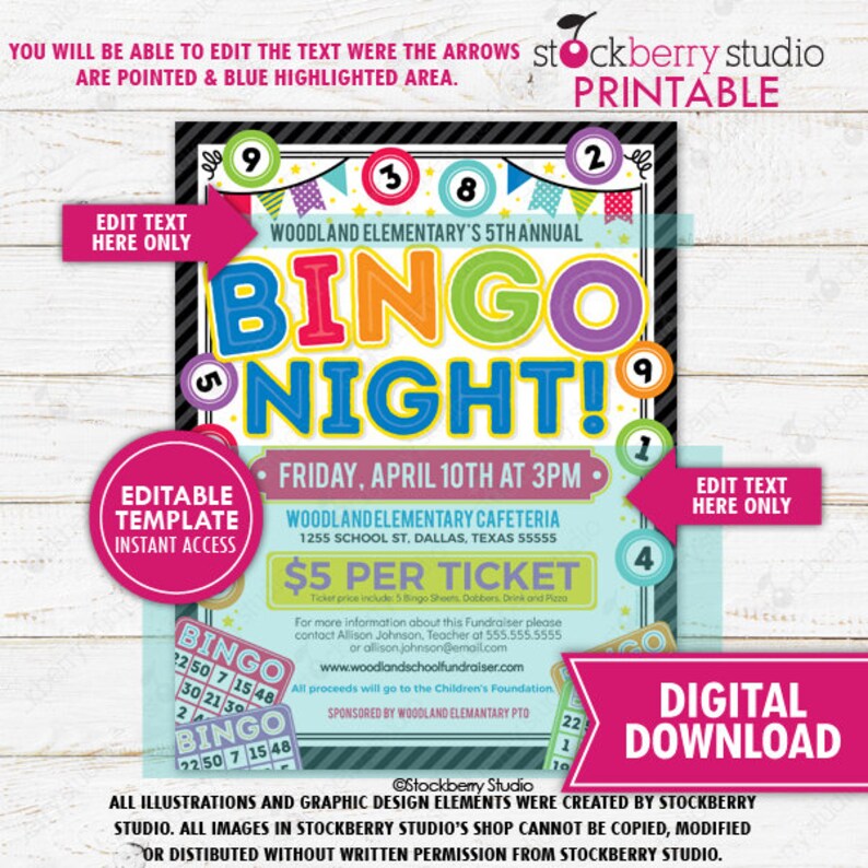 Bingo Night Flyer Fundraiser Community Event Invitation Church - Etsy