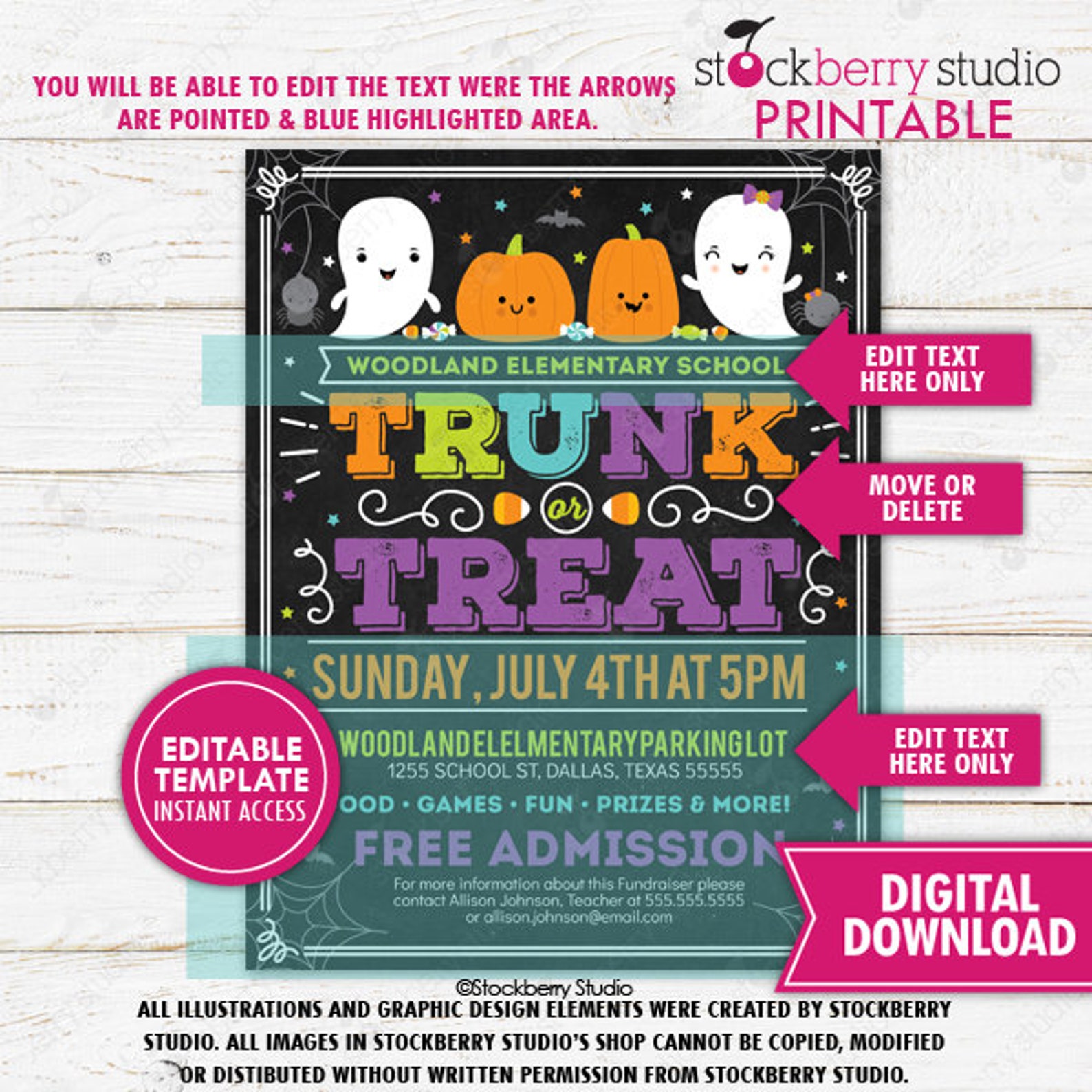 Trunk or Treat Flyer Invite Halloween Party Invitation Kids - Etsy