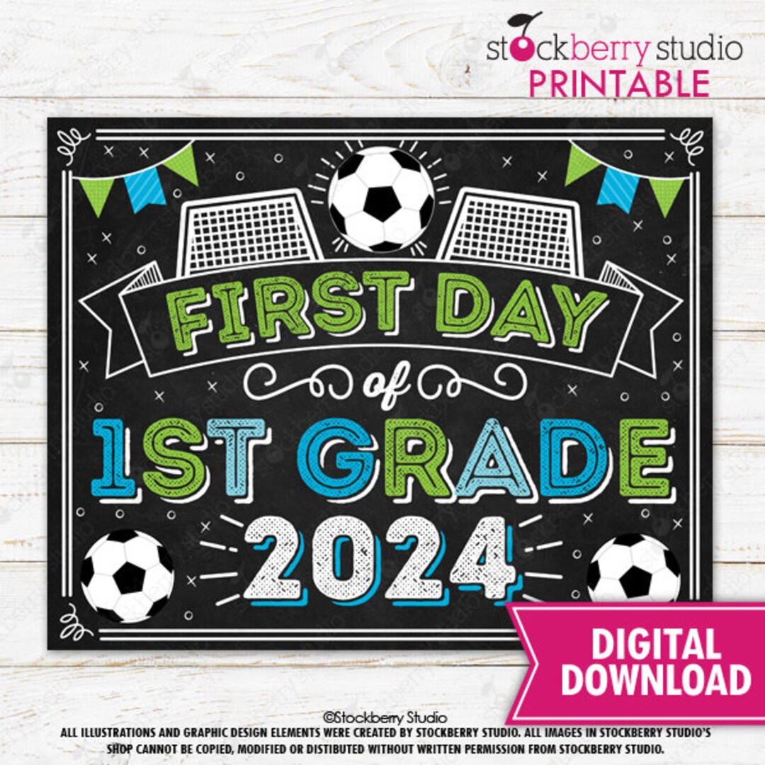 Soccer First Day of 1st Grade Sign Boy 1st Day of School Sports Back to ...