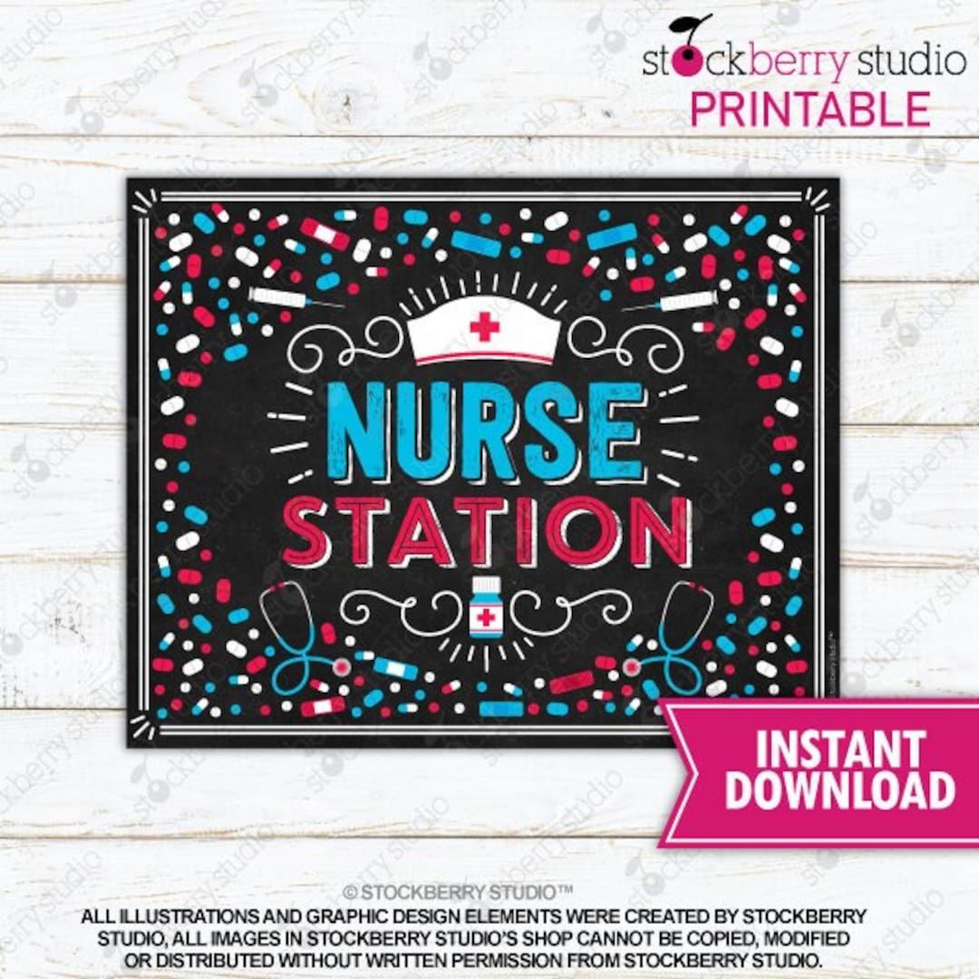 Nurse Station Sign Printable Nurse Sign Nurse Party - Etsy