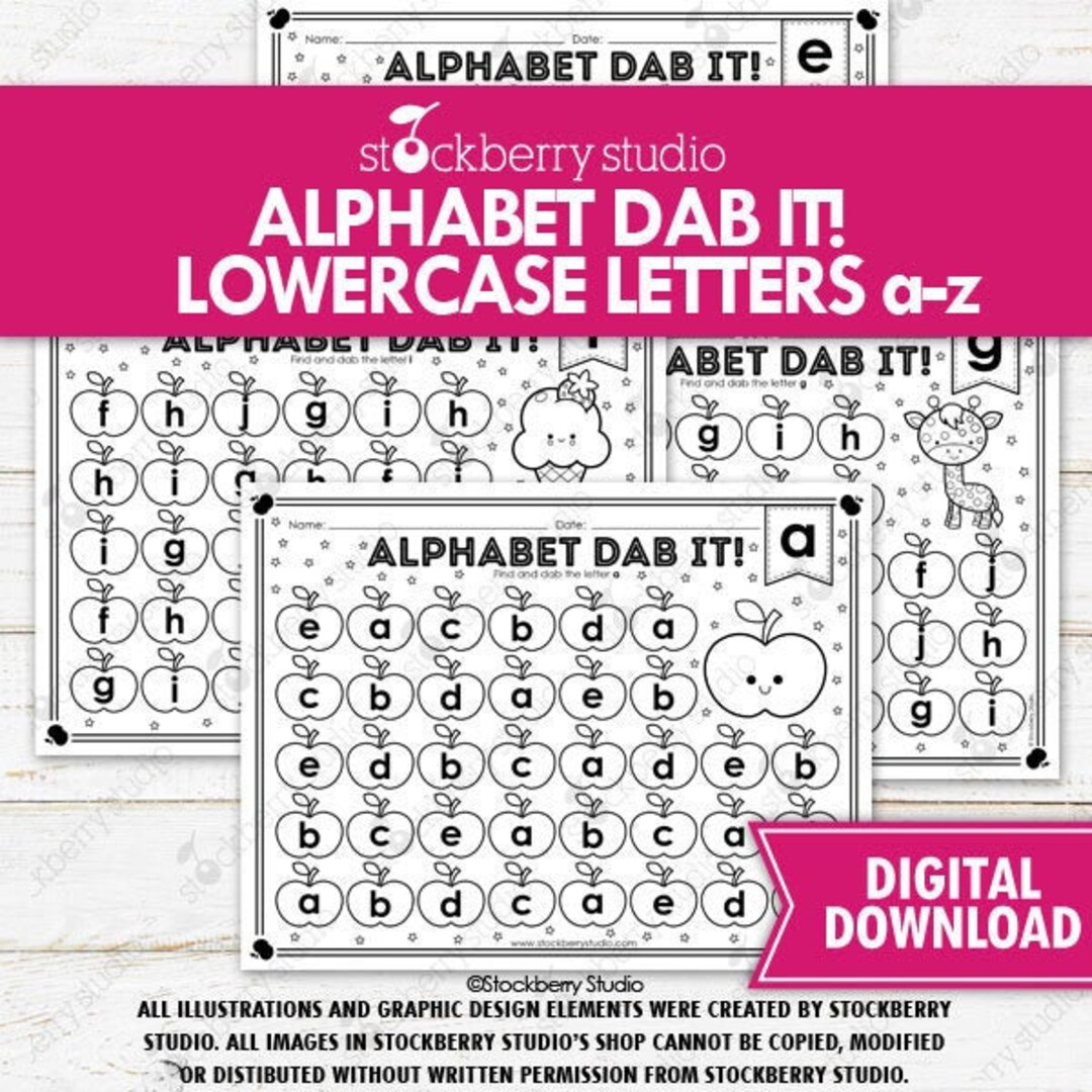 Alphabet Lowercase Dab It Printable Phonics Literacy ABC Worksheets ...
