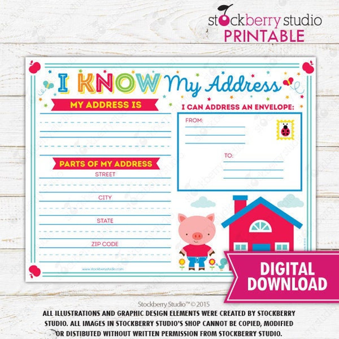 Address Kids Activity Homeschool Printable Preschool Curriculum Writing ...