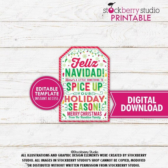 Christmas Hot Sauce Gift Tags Feliz Navidad Salsa Tag Nacho Average ...