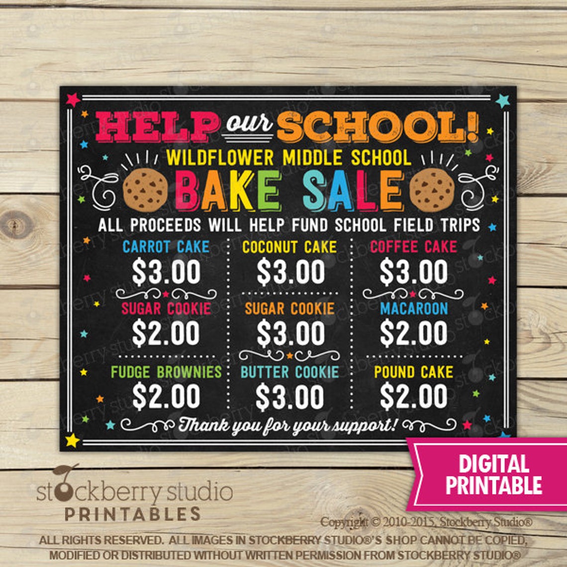Cookie Booth Sign Printable Bake Sale Sign Scout Cookie Banner School ...