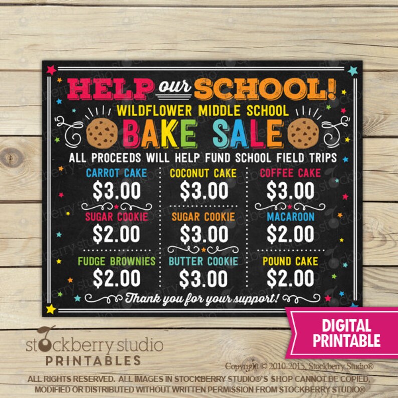 Cookie Booth Sign Printable Bake Sale Sign Scout Cookie Banner School ...