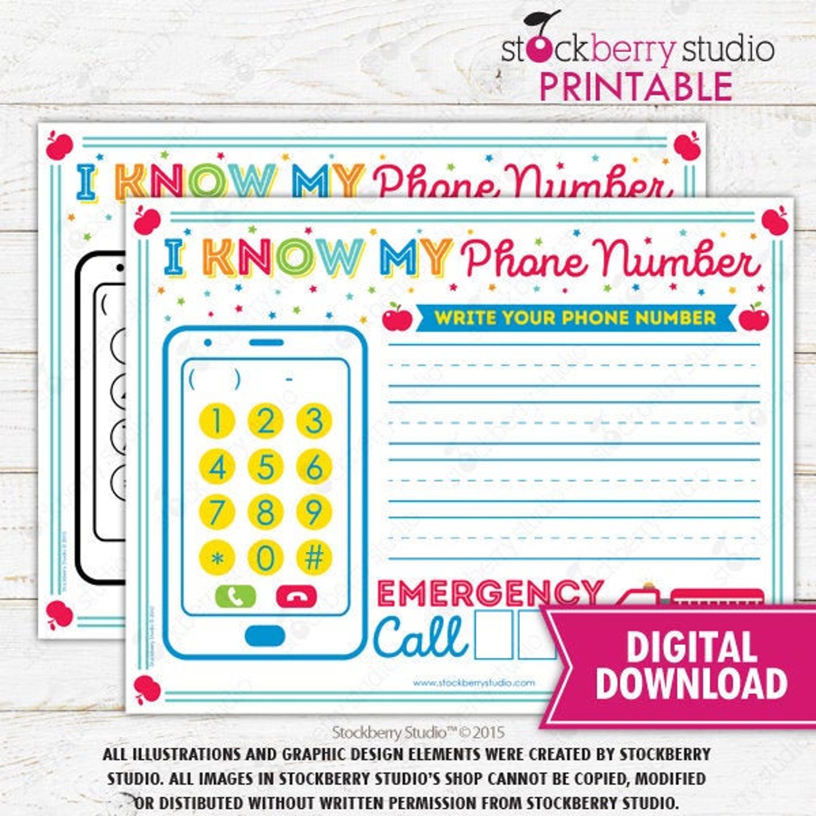 Kids Phone Number Tracing Practice Worksheet Printable - Etsy