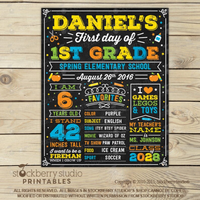 Girl First Day of School Sign Printable Personalized Back to School ...