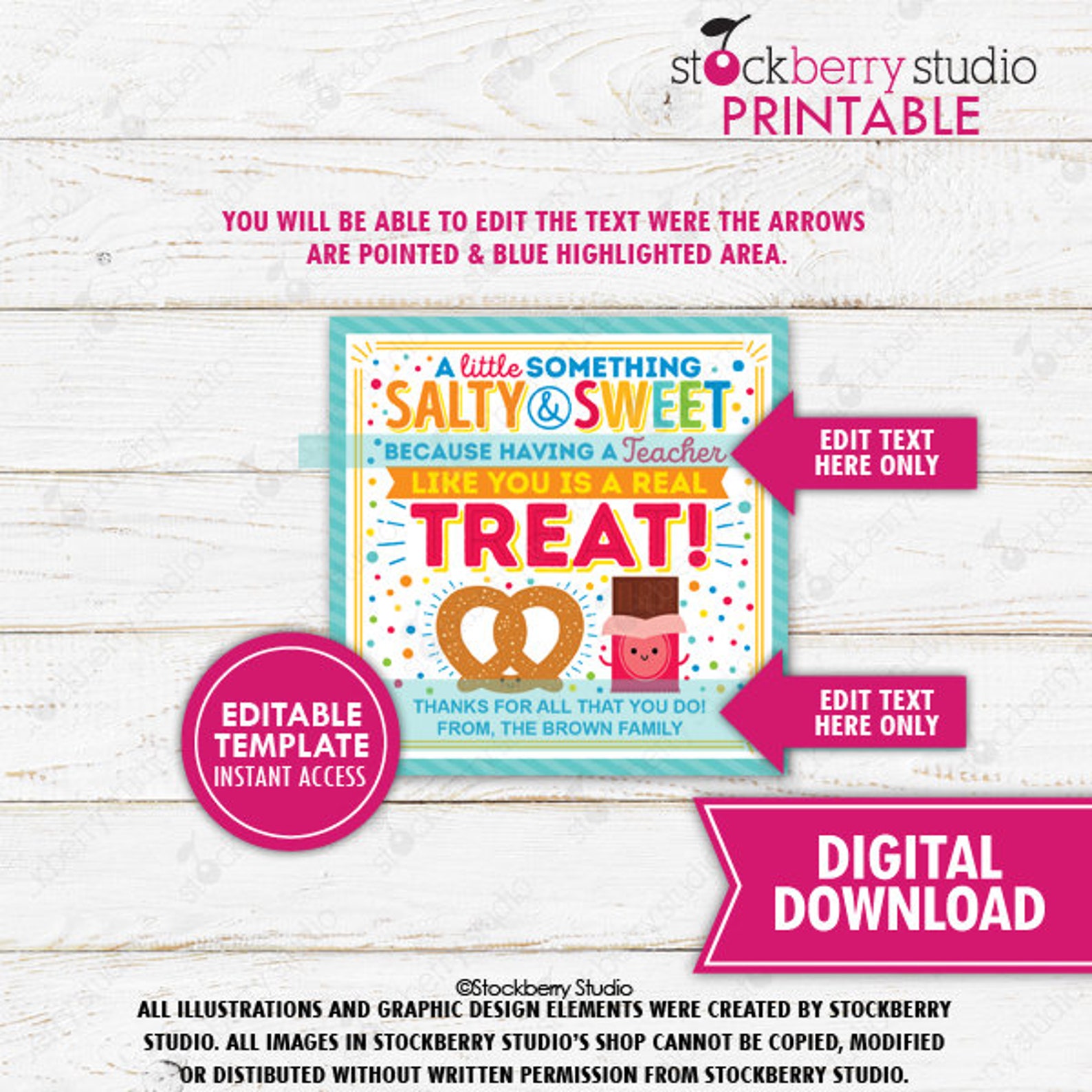 Pretzel Chocolate Gift Tag Salty Sweet Treat Thank You Staff - Etsy