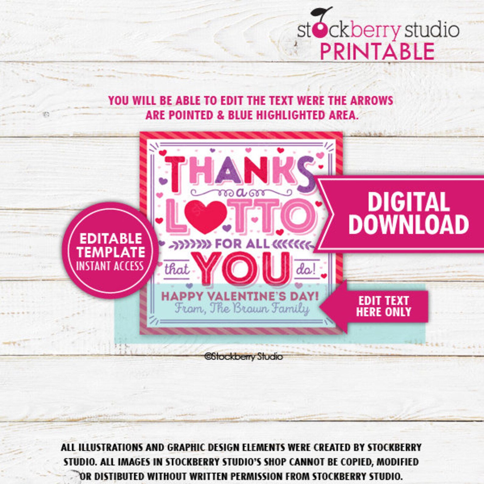 Valentine Lottery Gift Tag Thanks A Lotto for All That You Do | Etsy