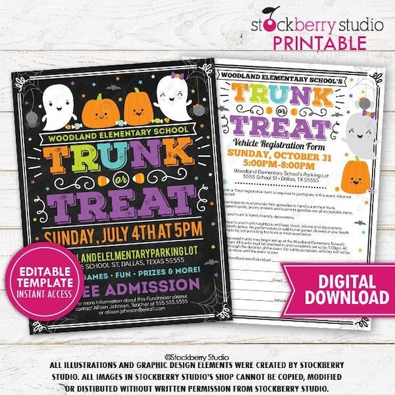 Trunk or Treat Flyer Form Invite Kids Halloween Party - Etsy